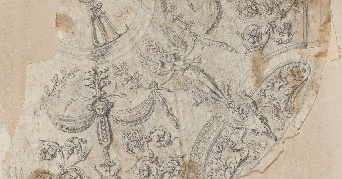 Viertelkreisstück aus der Stuckdecke im Treppenhaus des Konserva